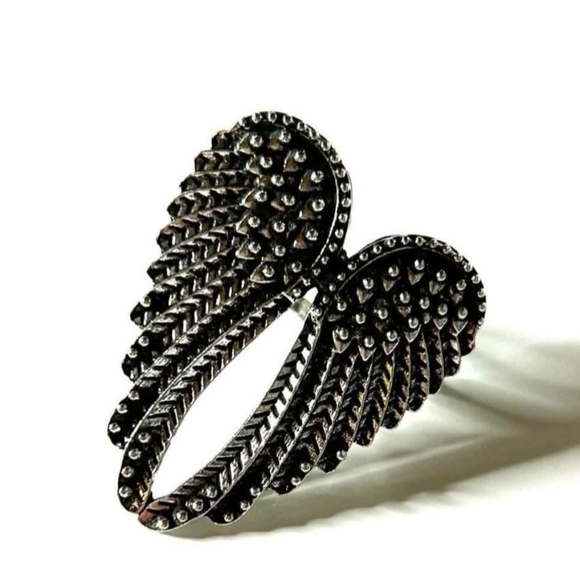 Jewelry | Dark Silver Tone Angel Winged Ring | Poshmark